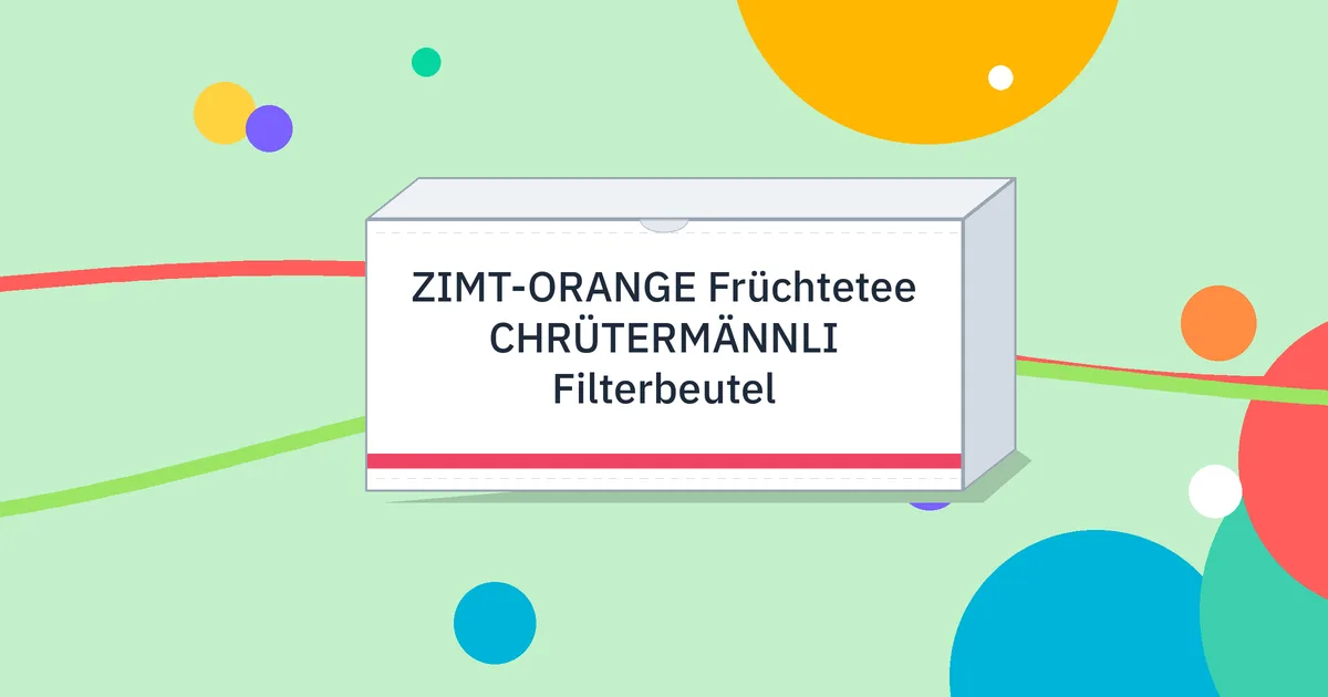 Symbolbild: Packung mit der Aufschrift ZIMT-ORANGE Früchtetee CHRÜTERMÄNNLI Filterbeutel (PZN 11011604) – Verfügbarkeit und Bezug in Apotheken in Frankfurt am Main