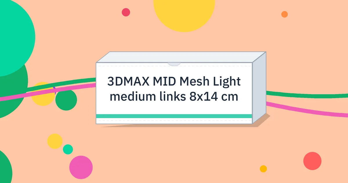 Symbolbild: Packung mit der Aufschrift 3DMAX MID Mesh Light medium links 8x14 cm (PZN 20894465) – Verfügbarkeit und Bezug in Apotheken in Frankfurt am Main