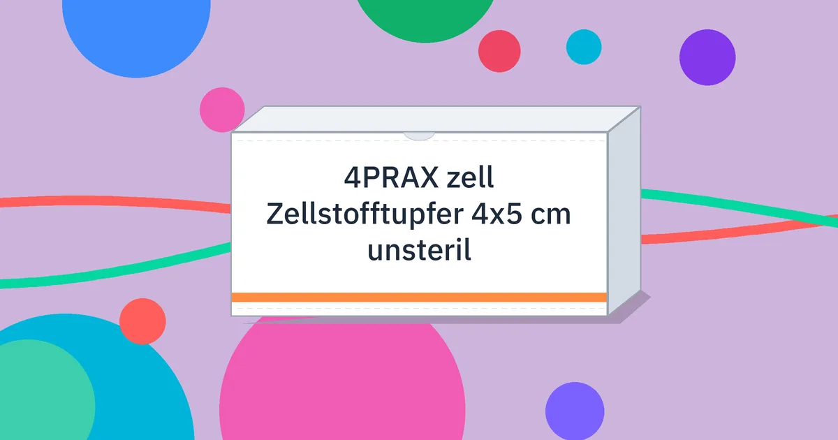 Symbolbild: Packung mit der Aufschrift 4PRAX zell Zellstofftupfer 4x5 cm unsteril (PZN 20229911) – Verfügbarkeit und Bezug in Apotheken in Frankfurt am Main