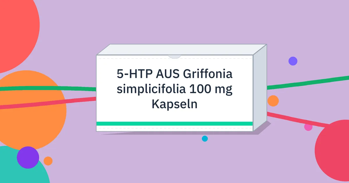Symbolbild: Packung mit der Aufschrift 5-HTP AUS Griffonia simplicifolia 100 mg Kapseln (PZN 16686399) – Verfügbarkeit und Bezug in Apotheken in Frankfurt am Main