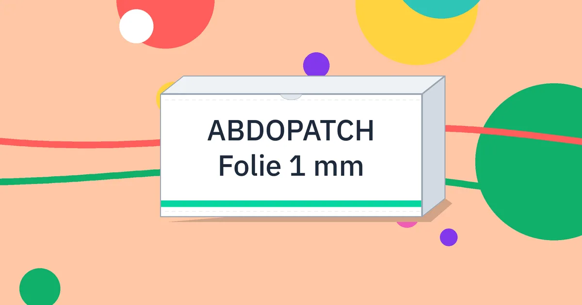 Symbolbild: Packung mit der Aufschrift ABDOPATCH Folie 1 mm (PZN 03383473) – Verfügbarkeit und Bezug in Apotheken in Frankfurt am Main