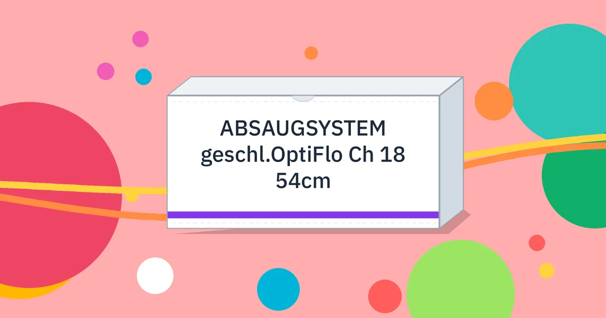 Symbolbild: Packung mit der Aufschrift ABSAUGSYSTEM geschl.OptiFlo Ch 18 54cm (PZN 04713783) – Verfügbarkeit und Bezug in Apotheken in Frankfurt am Main