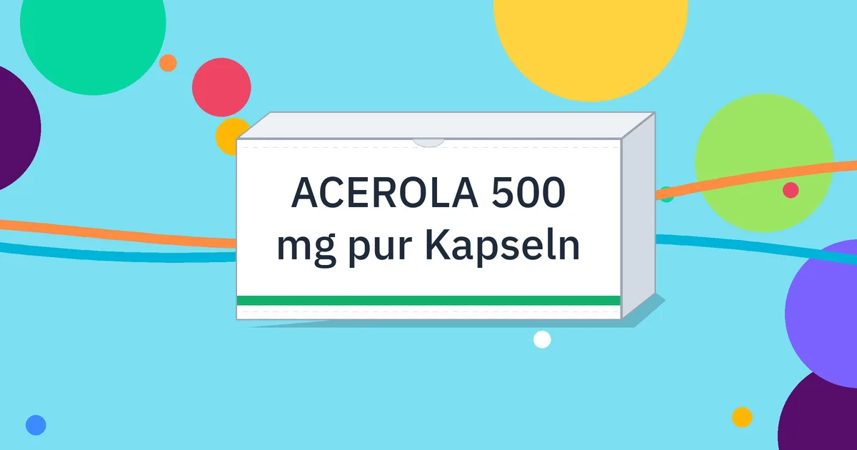 Symbolbild: Packung mit der Aufschrift ACEROLA 500 mg pur Kapseln (PZN 11640033) – Verfügbarkeit und Bezug in Apotheken in Frankfurt am Main