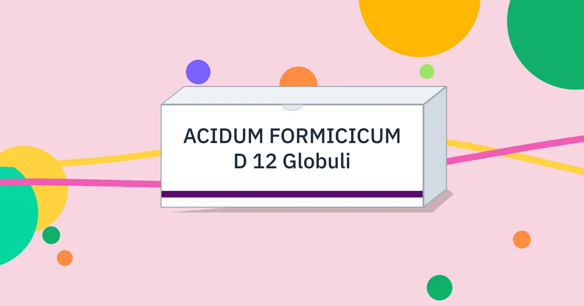 Symbolbild: Packung mit der Aufschrift ACIDUM FORMICICUM D 12 Globuli (PZN 04200581) – Verfügbarkeit und Bezug in Apotheken in Frankfurt am Main
