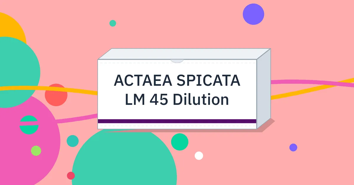 Symbolbild: Packung mit der Aufschrift ACTAEA SPICATA LM 45 Dilution (PZN 13293995) – Verfügbarkeit und Bezug in Apotheken in Frankfurt am Main