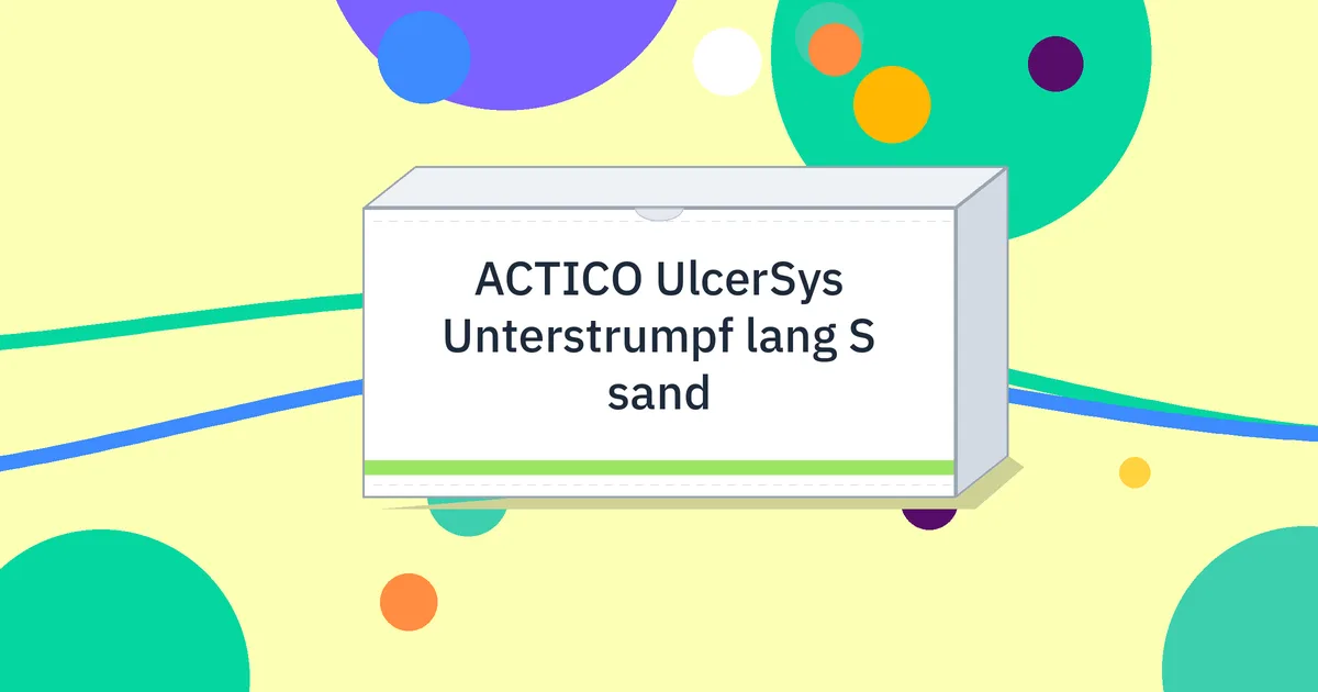 Symbolbild: Packung mit der Aufschrift ACTICO UlcerSys Unterstrumpf lang S sand (PZN 12544892) – Verfügbarkeit und Bezug in Apotheken in Frankfurt am Main