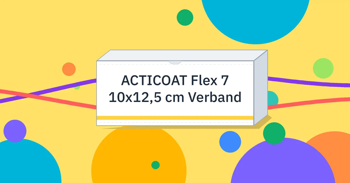 Symbolbild: Packung mit der Aufschrift ACTICOAT Flex 7 10x12,5 cm Verband (PZN 10054244) – Verfügbarkeit und Bezug in Apotheken in Frankfurt am Main