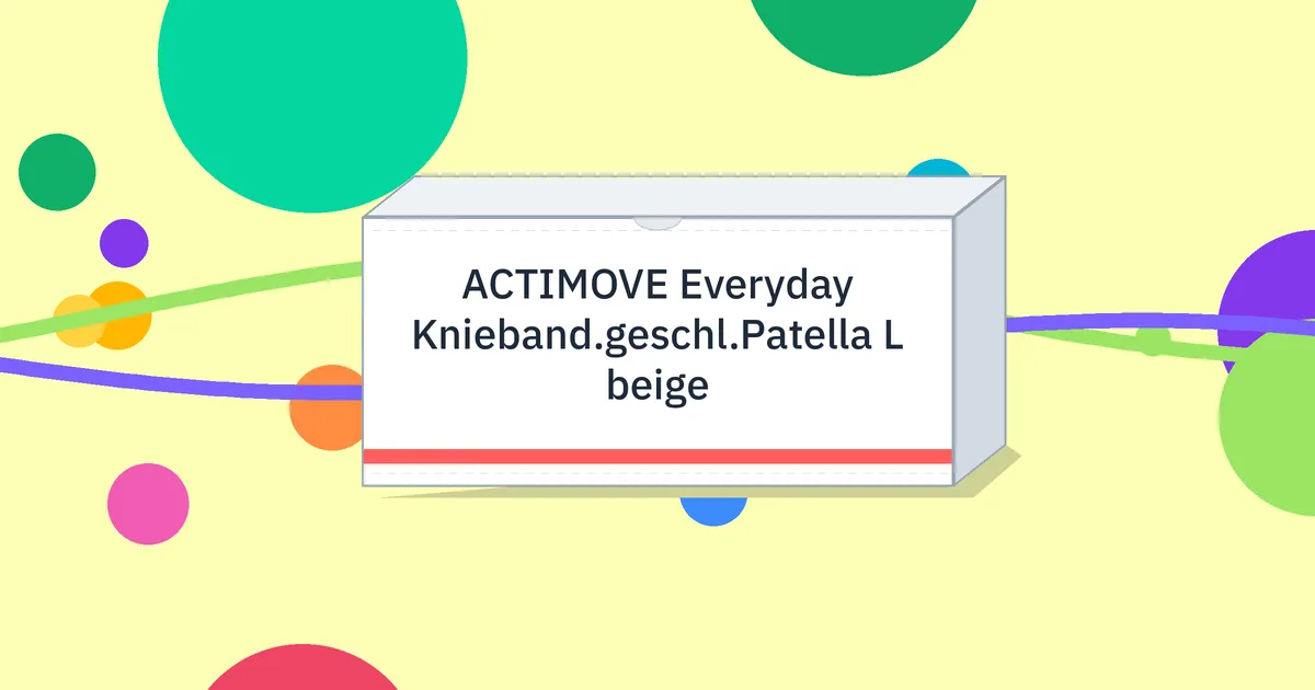 Symbolbild: Packung mit der Aufschrift ACTIMOVE Everyday Knieband.geschl.Patella L beige (PZN 18328304) – Verfügbarkeit und Bezug in Apotheken in Frankfurt am Main