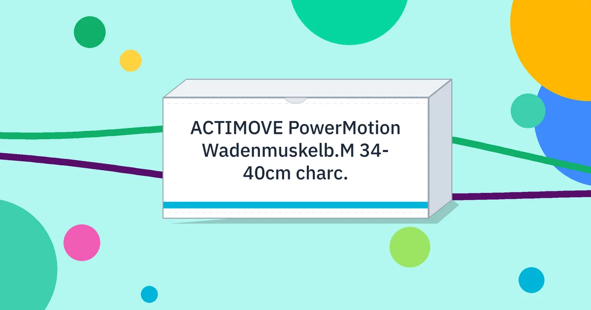 Symbolbild: Packung mit der Aufschrift ACTIMOVE PowerMotion Wadenmuskelb.M 34-40cm charc. (PZN 17948542) – Verfügbarkeit und Bezug in Apotheken in Frankfurt am Main