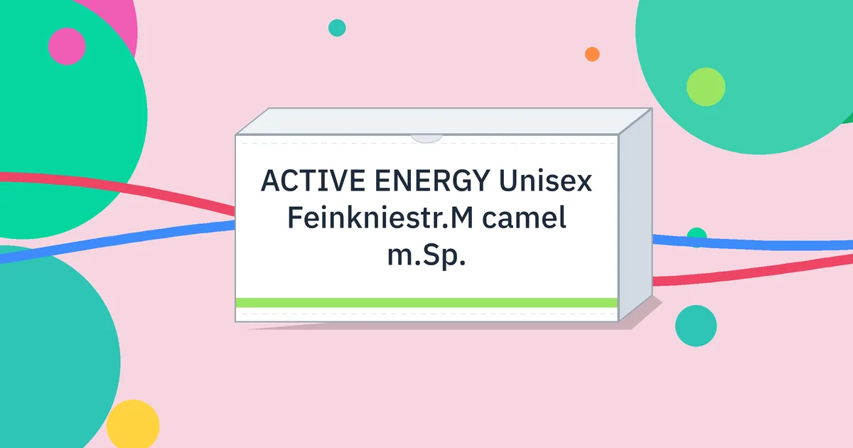 Symbolbild: Packung mit der Aufschrift ACTIVE ENERGY Unisex Feinkniestr.M camel m.Sp. (PZN 06448374) – Verfügbarkeit und Bezug in Apotheken in Frankfurt am Main