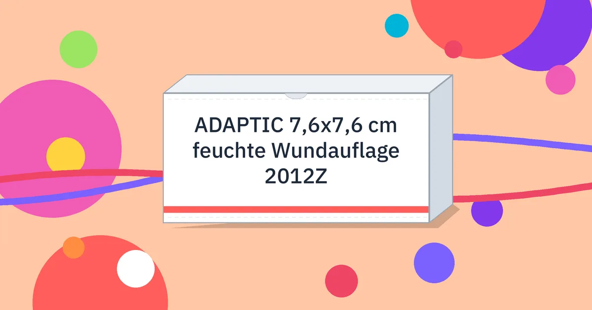 Symbolbild: Packung mit der Aufschrift ADAPTIC 7,6x7,6 cm feuchte Wundauflage 2012Z (PZN 12645475) – Verfügbarkeit und Bezug in Apotheken in Frankfurt am Main