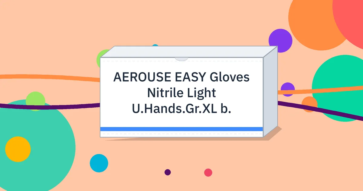 Symbolbild: Packung mit der Aufschrift AEROUSE EASY Gloves Nitrile Light U.Hands.Gr.XL b. (PZN 11090957) – Verfügbarkeit und Bezug in Apotheken in Frankfurt am Main