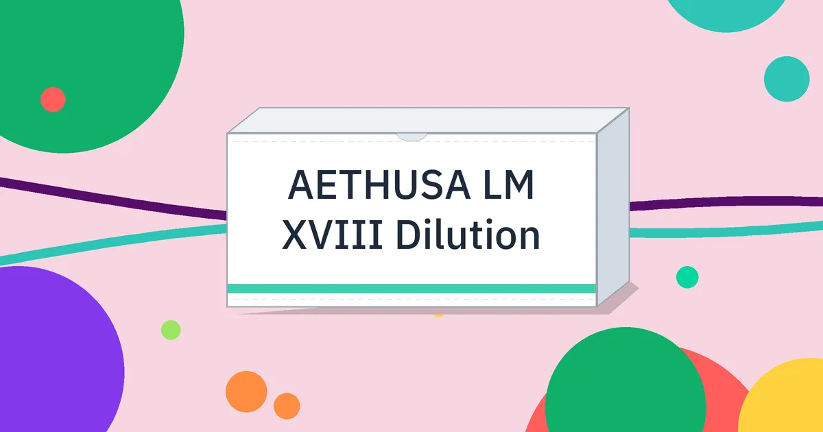 Symbolbild: Packung mit der Aufschrift AETHUSA LM XVIII Dilution (PZN 04490969) – Verfügbarkeit und Bezug in Apotheken in Frankfurt am Main