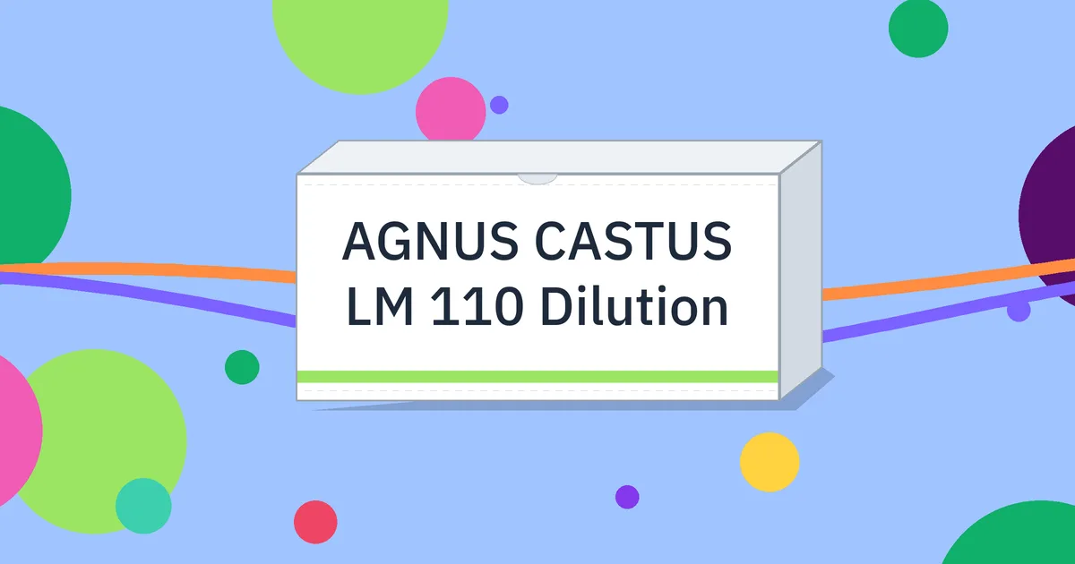 Symbolbild: Packung mit der Aufschrift AGNUS CASTUS LM 110 Dilution (PZN 13305586) – Verfügbarkeit und Bezug in Apotheken in Frankfurt am Main