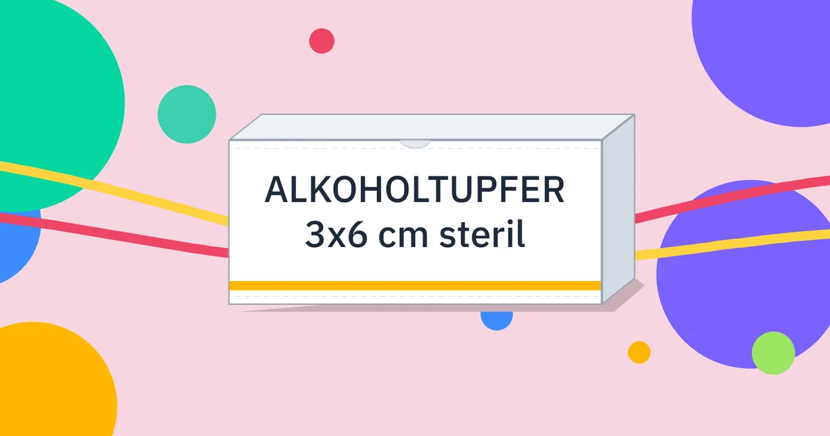 Symbolbild: Packung mit der Aufschrift ALKOHOLTUPFER 3x6 cm steril (PZN 01040349) – Verfügbarkeit und Bezug in Apotheken in Frankfurt am Main