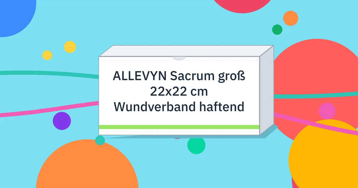 Symbolbild: Packung mit der Aufschrift ALLEVYN Sacrum groß 22x22 cm Wundverband haftend (PZN 15232118) – Verfügbarkeit und Bezug in Apotheken in Frankfurt am Main