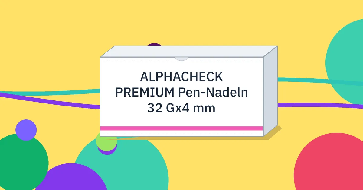 Symbolbild: Packung mit der Aufschrift ALPHACHECK PREMIUM Pen-Nadeln 32 Gx4 mm (PZN 19452710) – Verfügbarkeit und Bezug in Apotheken in Frankfurt am Main
