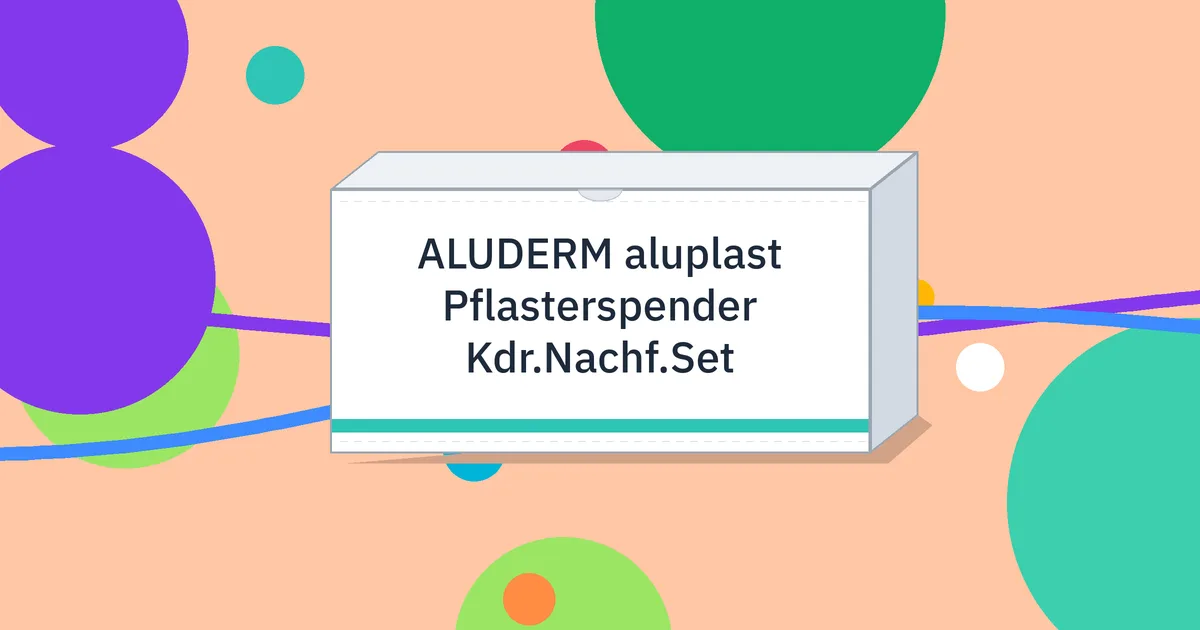 Symbolbild: Packung mit der Aufschrift ALUDERM aluplast Pflasterspender Kdr.Nachf.Set (PZN 00204547) – Verfügbarkeit und Bezug in Apotheken in Frankfurt am Main