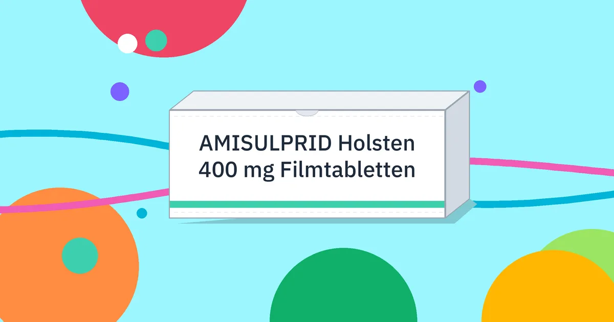 Symbolbild: Packung mit der Aufschrift AMISULPRID Holsten 400 mg Filmtabletten (PZN 12645297) – Verfügbarkeit und Bezug in Apotheken in Frankfurt am Main