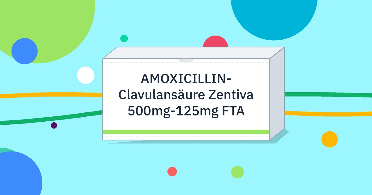 Symbolbild: Packung mit der Aufschrift AMOXICILLIN-Clavulansäure Zentiva 500mg-125mg FTA (PZN 16736424) – Verfügbarkeit und Bezug in Apotheken in Frankfurt am Main