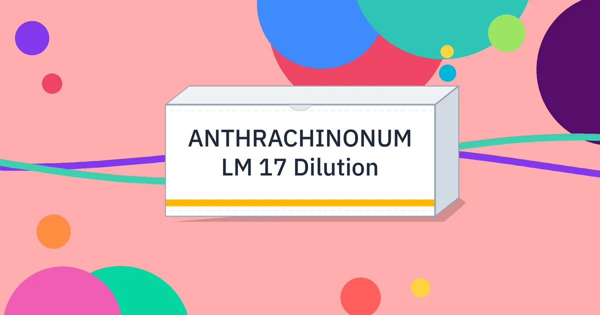 Symbolbild: Packung mit der Aufschrift ANTHRACHINONUM LM 17 Dilution (PZN 13370810) – Verfügbarkeit und Bezug in Apotheken in Frankfurt am Main