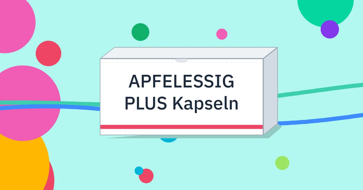 Symbolbild: Packung mit der Aufschrift APFELESSIG PLUS Kapseln (PZN 18377627) – Verfügbarkeit und Bezug in Apotheken in Frankfurt am Main
