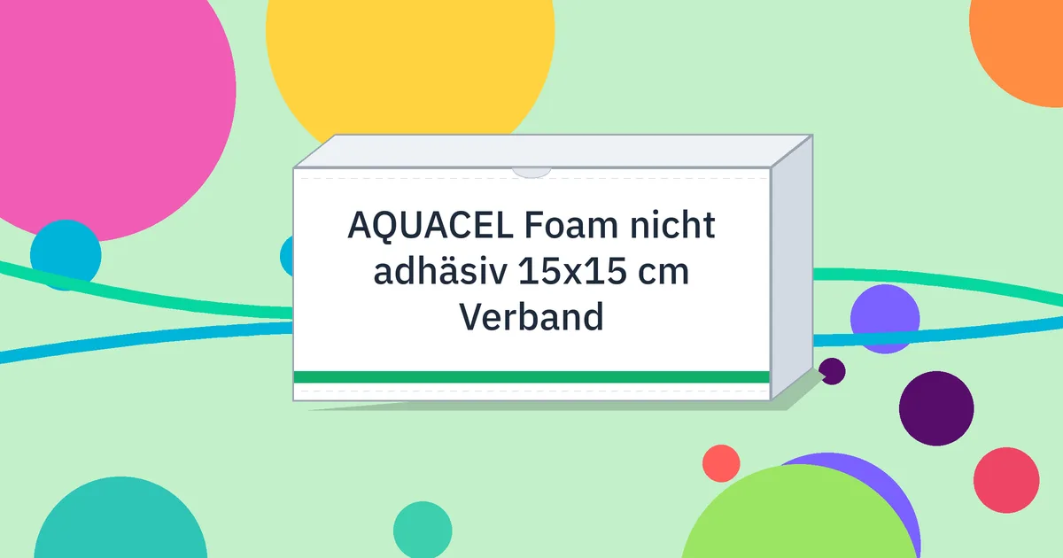Symbolbild: Packung mit der Aufschrift AQUACEL Foam nicht adhäsiv 15x15 cm Verband (PZN 11159838) – Verfügbarkeit und Bezug in Apotheken in Frankfurt am Main
