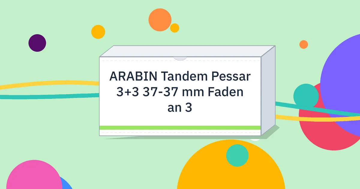 Symbolbild: Packung mit der Aufschrift ARABIN Tandem Pessar 3+3 37-37 mm Faden an 3 (PZN 16927928) – Verfügbarkeit und Bezug in Apotheken in Frankfurt am Main
