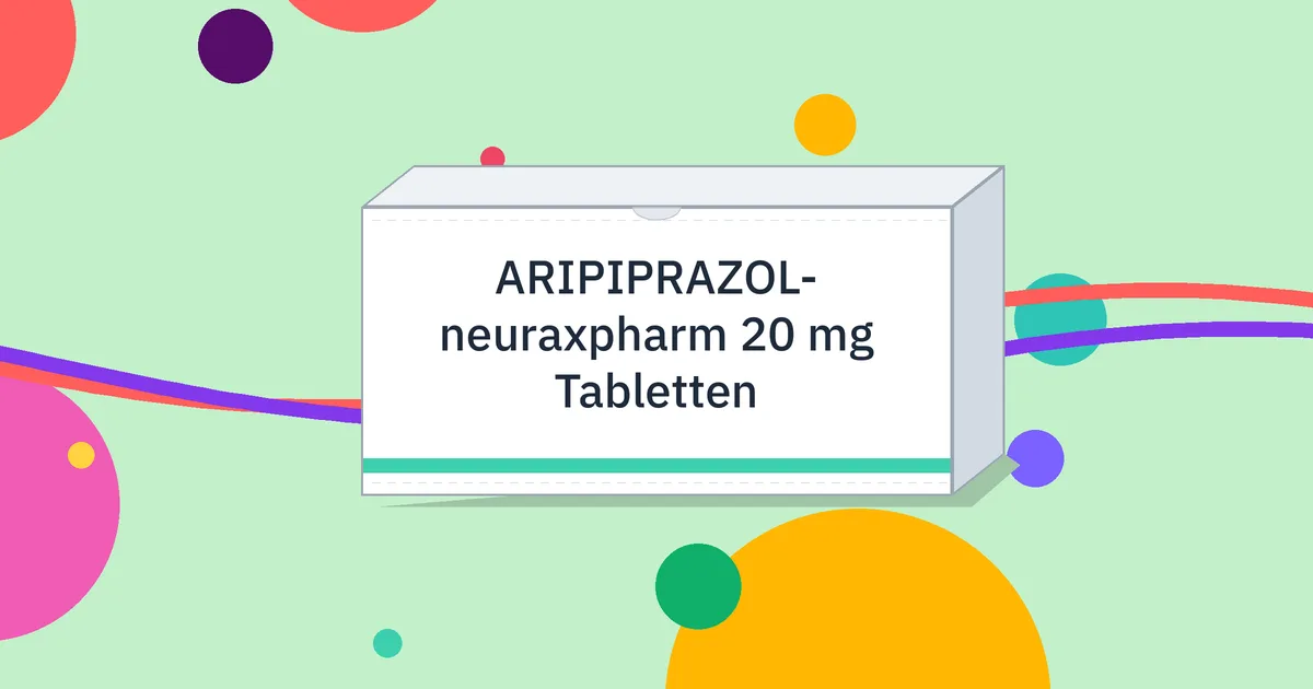 Symbolbild: Packung mit der Aufschrift ARIPIPRAZOL-neuraxpharm 20 mg Tabletten (PZN 14176872) – Verfügbarkeit und Bezug in Apotheken in Frankfurt am Main