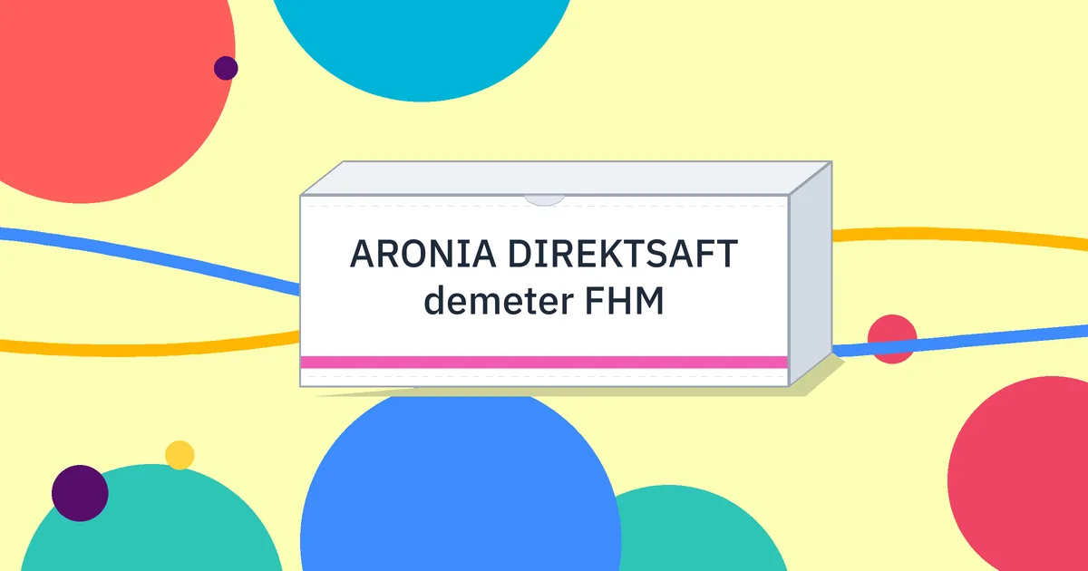 Symbolbild: Packung mit der Aufschrift ARONIA DIREKTSAFT demeter FHM (PZN 18671108) – Verfügbarkeit und Bezug in Apotheken in Frankfurt am Main