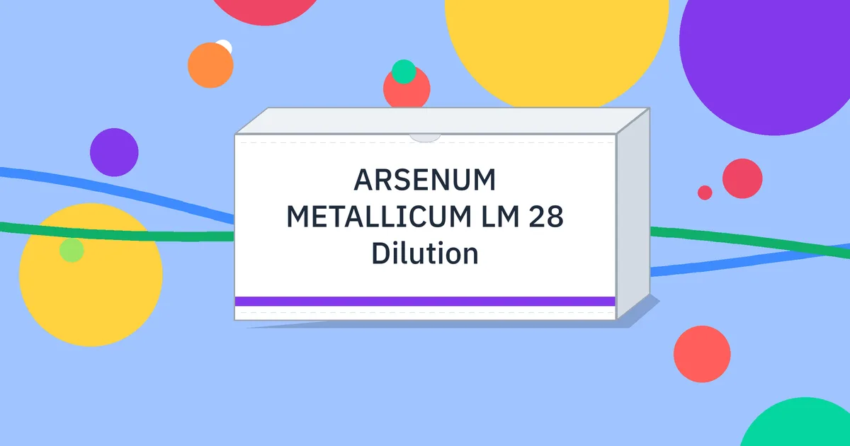 Symbolbild: Packung mit der Aufschrift ARSENUM METALLICUM LM 28 Dilution (PZN 12779514) – Verfügbarkeit und Bezug in Apotheken in Frankfurt am Main