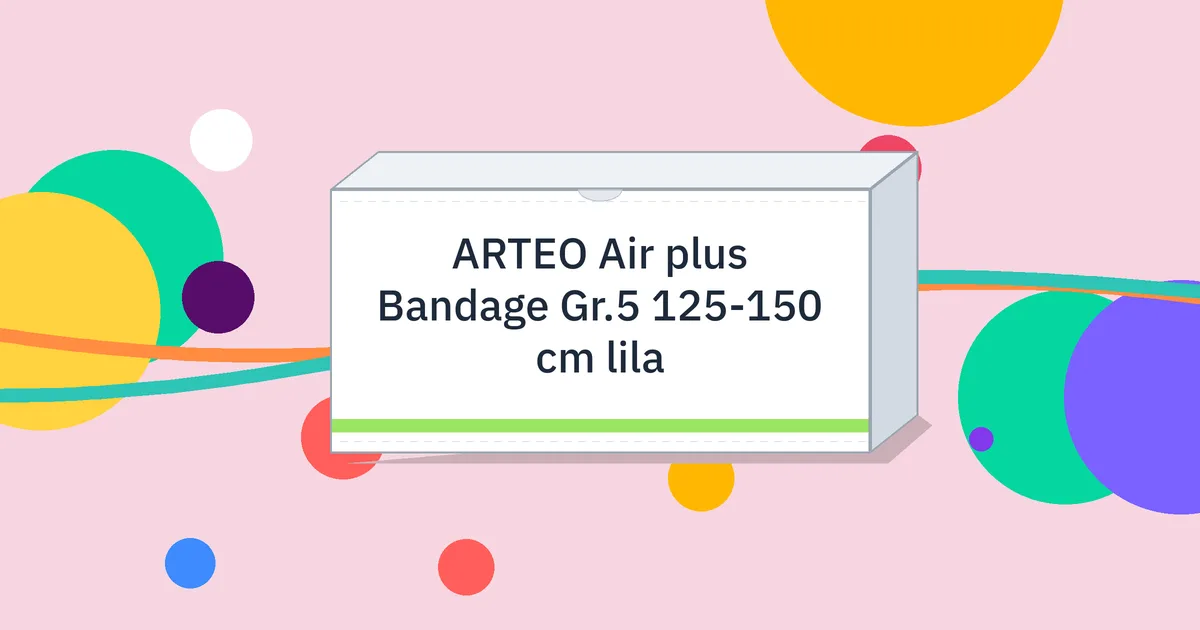 Symbolbild: Packung mit der Aufschrift ARTEO Air plus Bandage Gr.5 125-150 cm lila (PZN 12495099) – Verfügbarkeit und Bezug in Apotheken in Frankfurt am Main