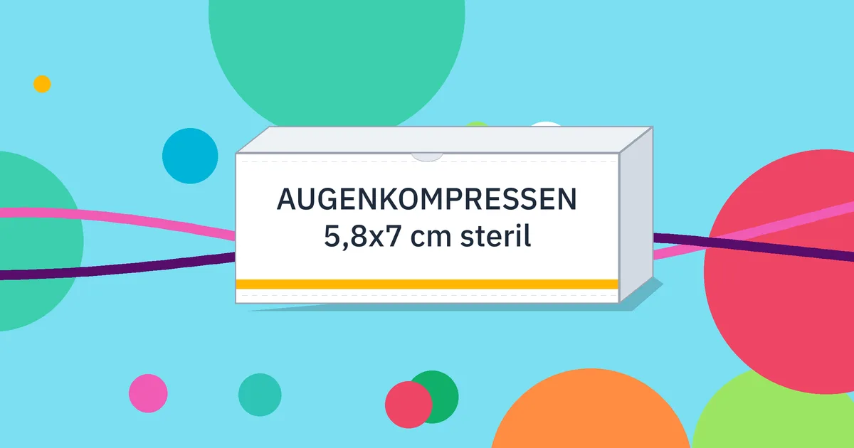 Symbolbild: Packung mit der Aufschrift AUGENKOMPRESSEN 5,8x7 cm steril (PZN 07218096) – Verfügbarkeit und Bezug in Apotheken in Frankfurt am Main