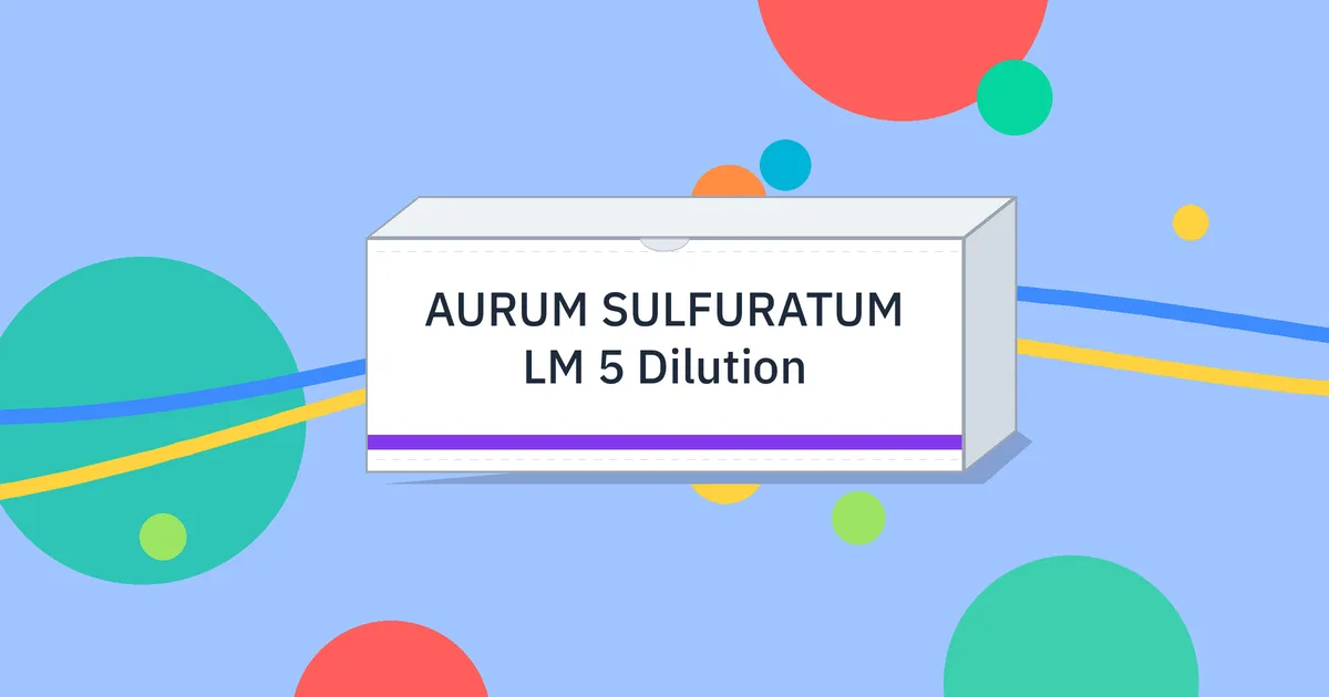 Symbolbild: Packung mit der Aufschrift AURUM SULFURATUM LM 5 Dilution (PZN 12786224) – Verfügbarkeit und Bezug in Apotheken in Frankfurt am Main