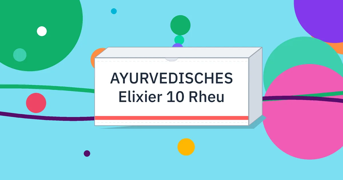 Symbolbild: Packung mit der Aufschrift AYURVEDISCHES Elixier 10 Rheu (PZN 07252207) – Verfügbarkeit und Bezug in Apotheken in Frankfurt am Main