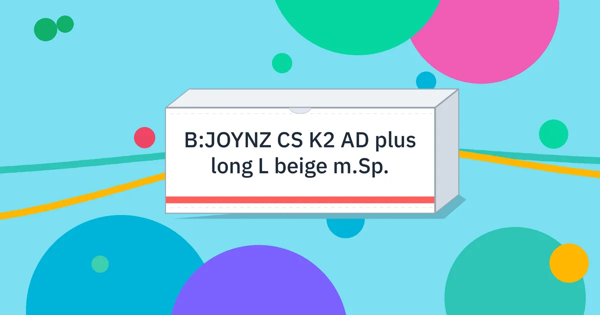 Symbolbild: Packung mit der Aufschrift B:JOYNZ CS K2 AD plus long L beige m.Sp. (PZN 20528335) – Verfügbarkeit und Bezug in Apotheken in Frankfurt am Main