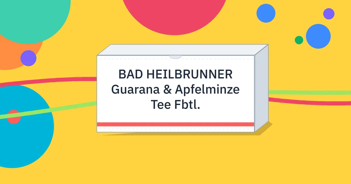 Symbolbild: Packung mit der Aufschrift BAD HEILBRUNNER Guarana & Apfelminze Tee Fbtl. (PZN 17437209) – Verfügbarkeit und Bezug in Apotheken in Frankfurt am Main