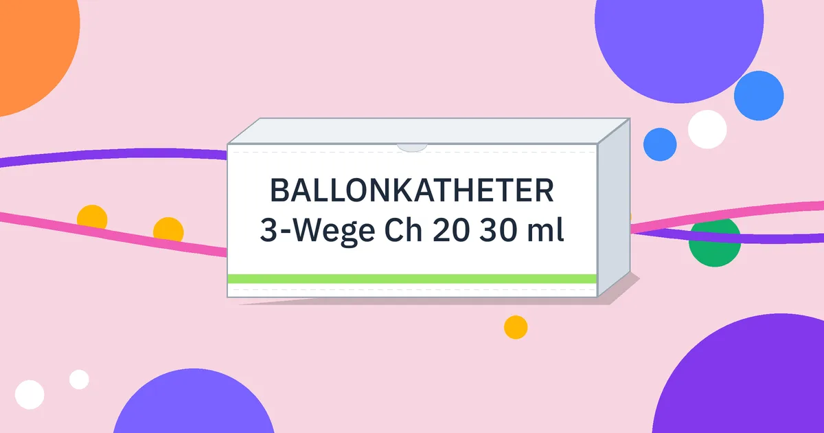 Symbolbild: Packung mit der Aufschrift BALLONKATHETER 3-Wege Ch 20 30 ml (PZN 00189931) – Verfügbarkeit und Bezug in Apotheken in Frankfurt am Main