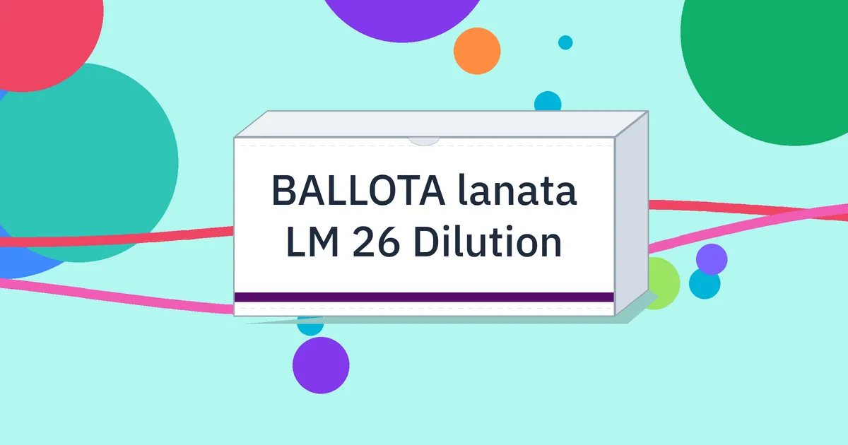 Symbolbild: Packung mit der Aufschrift BALLOTA lanata LM 26 Dilution (PZN 13374274) – Verfügbarkeit und Bezug in Apotheken in Frankfurt am Main