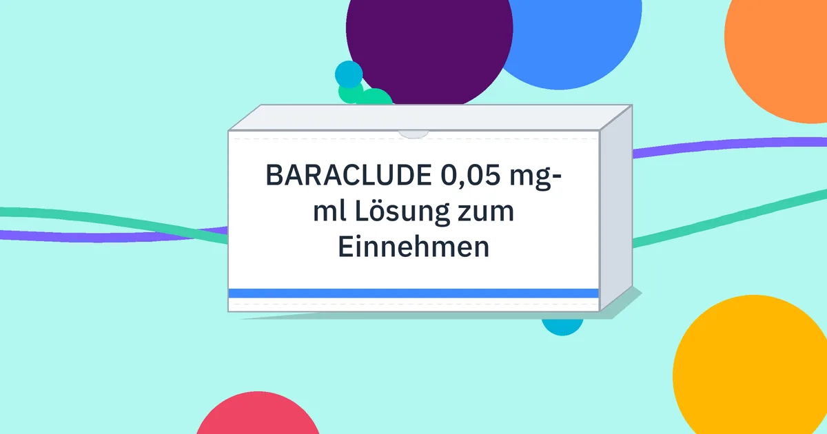 Symbolbild: Packung mit der Aufschrift BARACLUDE 0,05 mg-ml Lösung zum Einnehmen (PZN 19513009) – Verfügbarkeit und Bezug in Apotheken in Frankfurt am Main