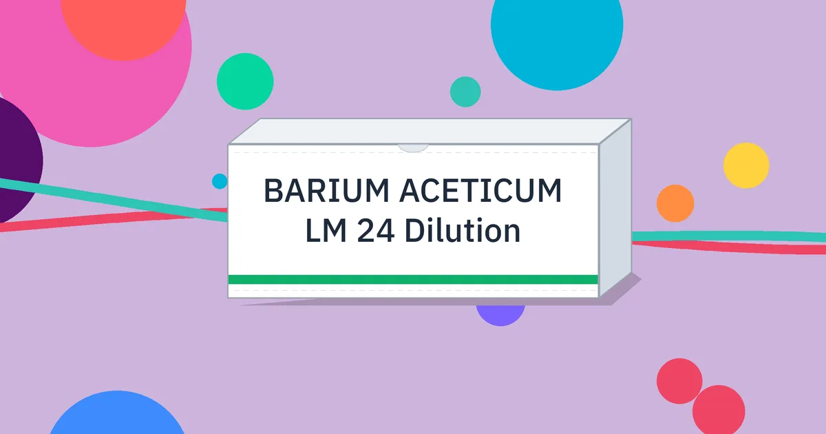 Symbolbild: Packung mit der Aufschrift BARIUM ACETICUM LM 24 Dilution (PZN 12788654) – Verfügbarkeit und Bezug in Apotheken in Frankfurt am Main