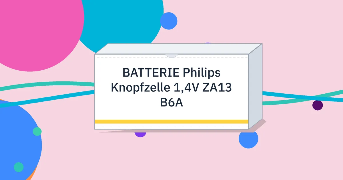Symbolbild: Packung mit der Aufschrift BATTERIE Philips Knopfzelle 1,4V ZA13 B6A (PZN 08922822) – Verfügbarkeit und Bezug in Apotheken in Frankfurt am Main