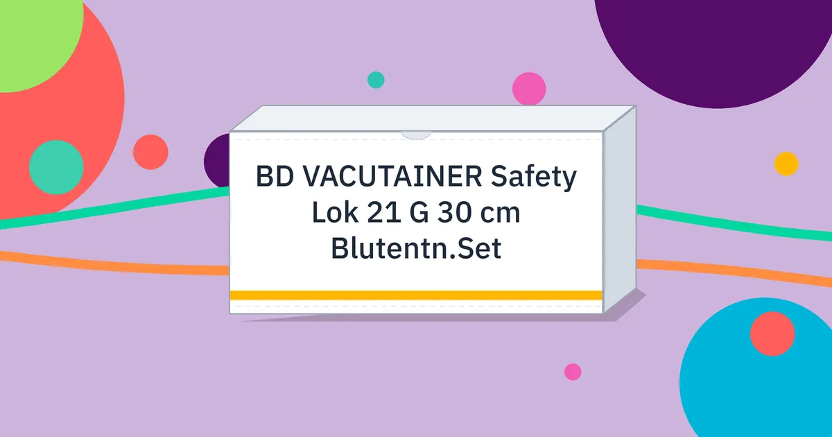 Symbolbild: Packung mit der Aufschrift BD VACUTAINER Safety Lok 21 G 30 cm Blutentn.Set (PZN 01111635) – Verfügbarkeit und Bezug in Apotheken in Frankfurt am Main