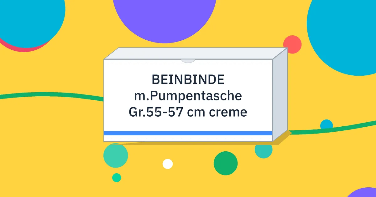 Symbolbild: Packung mit der Aufschrift BEINBINDE m.Pumpentasche Gr.55-57 cm creme (PZN 12461143) – Verfügbarkeit und Bezug in Apotheken in Frankfurt am Main