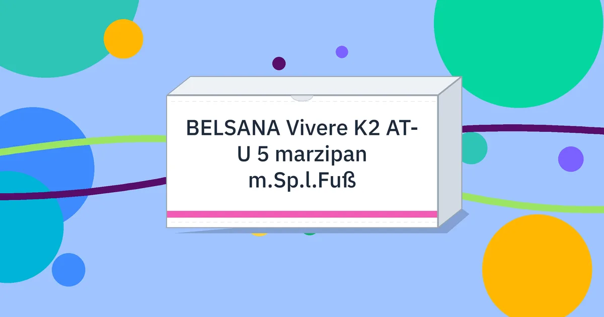 Symbolbild: Packung mit der Aufschrift BELSANA Vivere K2 AT-U 5 marzipan m.Sp.l.Fuß (PZN 12187587) – Verfügbarkeit und Bezug in Apotheken in Frankfurt am Main