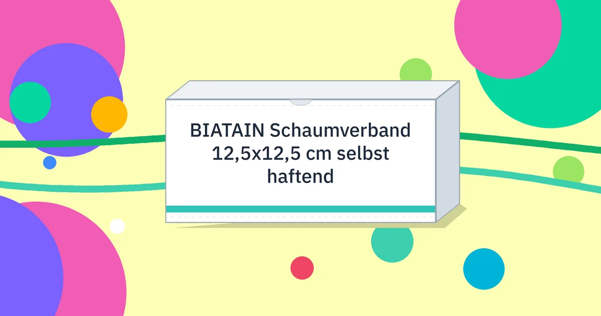 Symbolbild: Packung mit der Aufschrift BIATAIN Schaumverband 12,5x12,5 cm selbst haftend (PZN 13899999) – Verfügbarkeit und Bezug in Apotheken in Frankfurt am Main
