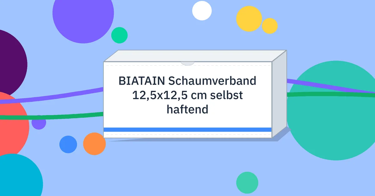 Symbolbild: Packung mit der Aufschrift BIATAIN Schaumverband 12,5x12,5 cm selbst haftend (PZN 13984877) – Verfügbarkeit und Bezug in Apotheken in Frankfurt am Main