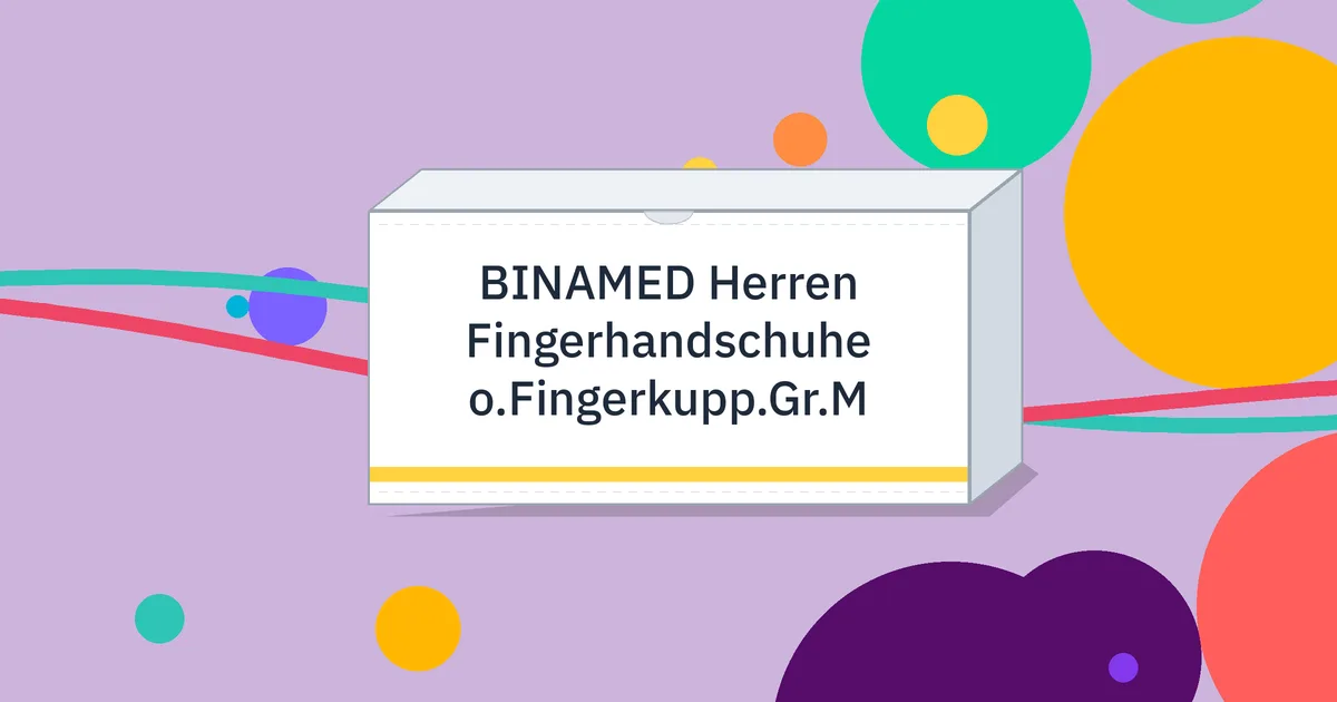Symbolbild: Packung mit der Aufschrift BINAMED Herren Fingerhandschuhe o.Fingerkupp.Gr.M (PZN 05379027) – Verfügbarkeit und Bezug in Apotheken in Frankfurt am Main