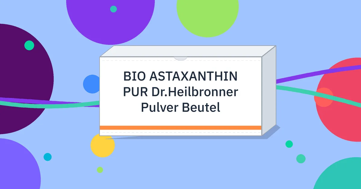 Symbolbild: Packung mit der Aufschrift BIO ASTAXANTHIN PUR Dr.Heilbronner Pulver Beutel (PZN 19372342) – Verfügbarkeit und Bezug in Apotheken in Frankfurt am Main