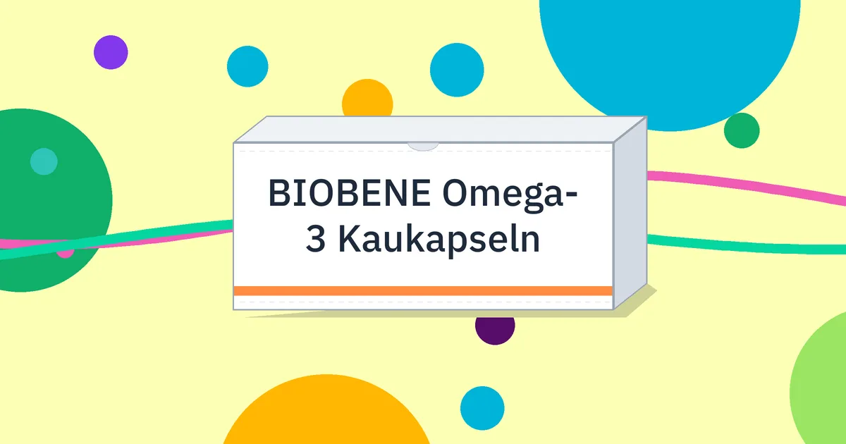 Symbolbild: Packung mit der Aufschrift BIOBENE Omega-3 Kaukapseln (PZN 16570461) – Verfügbarkeit und Bezug in Apotheken in Frankfurt am Main